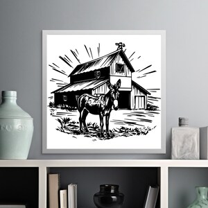 RUSTIC BARN DONKEY Svg, Rustic Farm Ranch Donkey Svg Files for Cricut ...