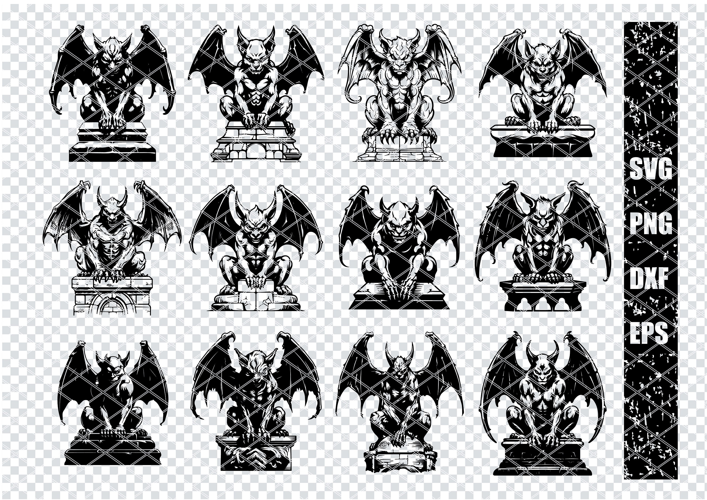 GOTHIC GARGOYLE STATUE Svg, Gothic Sculpted Gargoyle Svg Files for ...