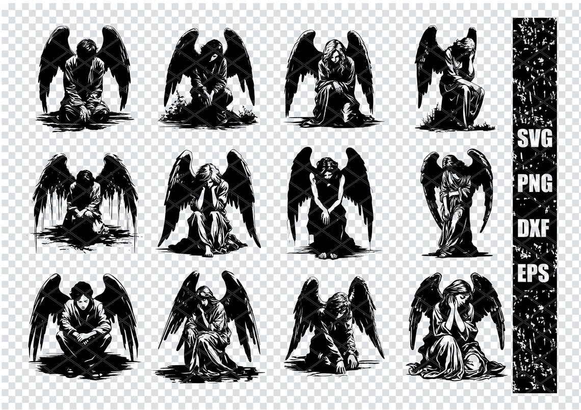 GRIEVING ANGEL SVG, Weeping Angel Svg Files for Cricut, Sad Angel ...