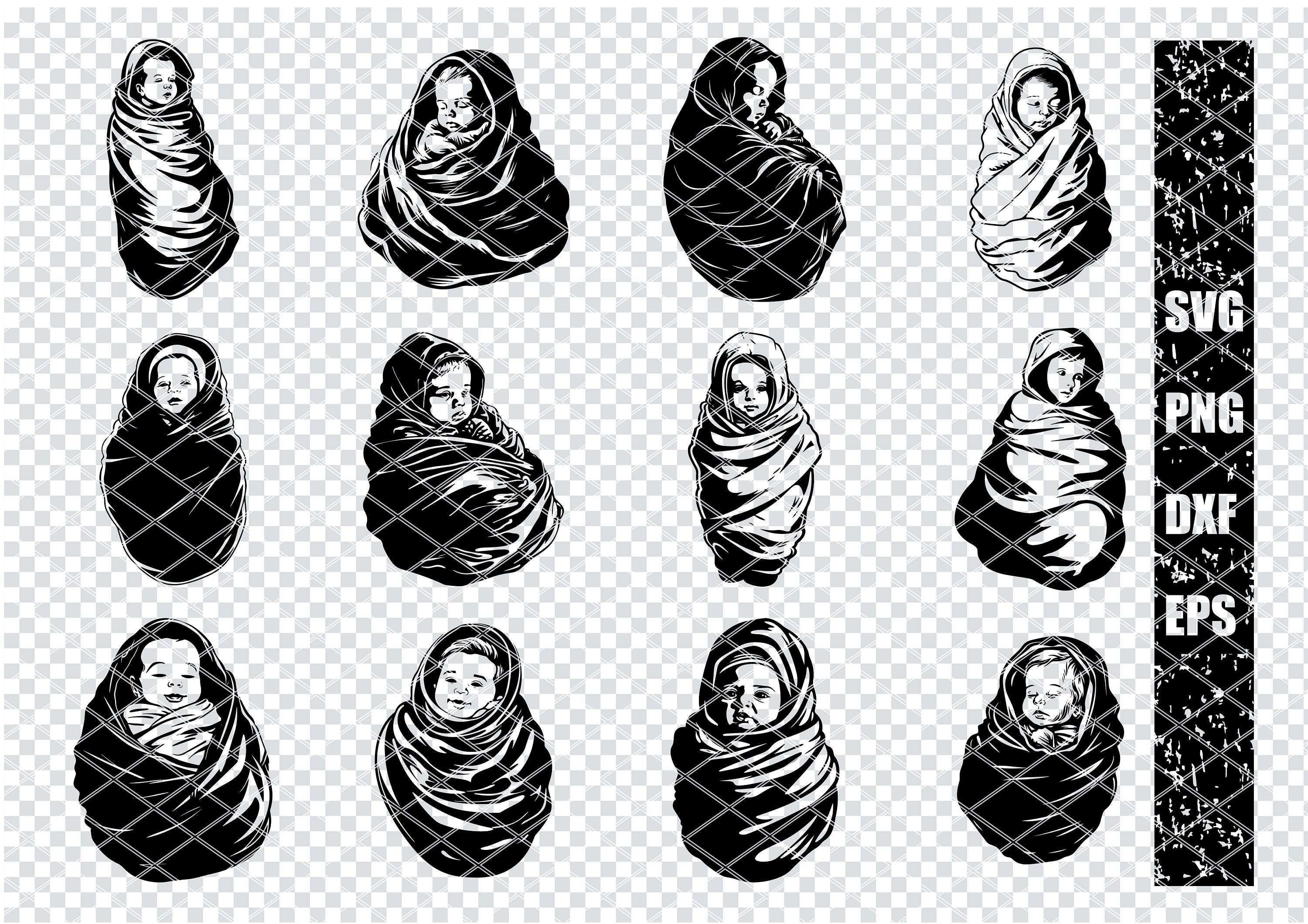 SWADDLED WRAPPED BABY Svg, Swaddled Infant Svg Files for Cricut ...
