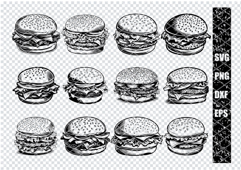HAMBURGER SVG, HAMBURGER Fast Food Svg Files for Cricut, Burger Clipart ...