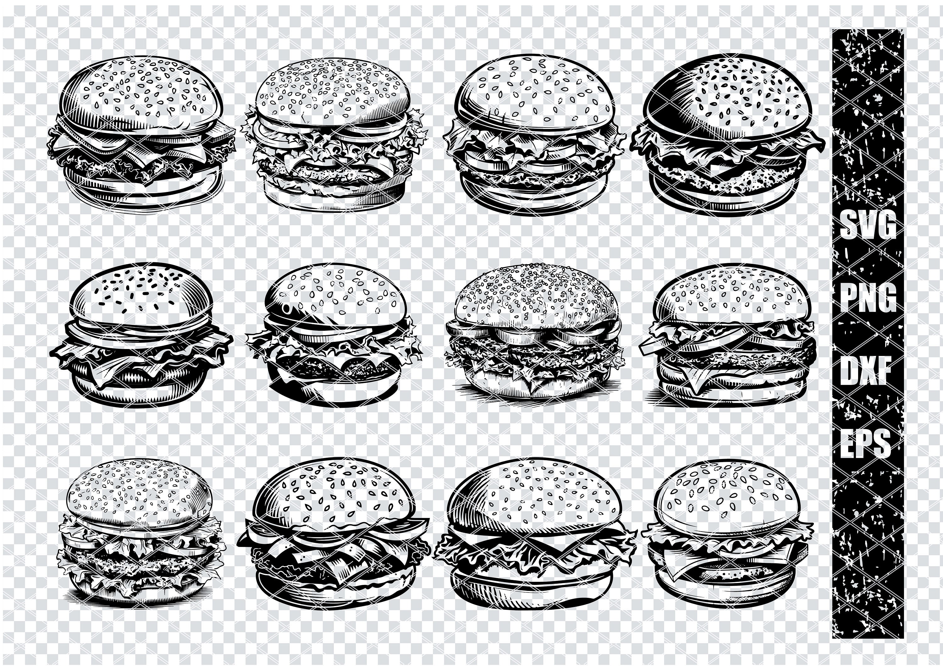 HAMBURGER SVG, HAMBURGER Fast Food Svg Files for Cricut, Burger Clipart ...