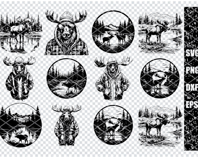Moose Svg Cricut Cut File Commercial Moose Animal Forest Eps Svg Dxf ...