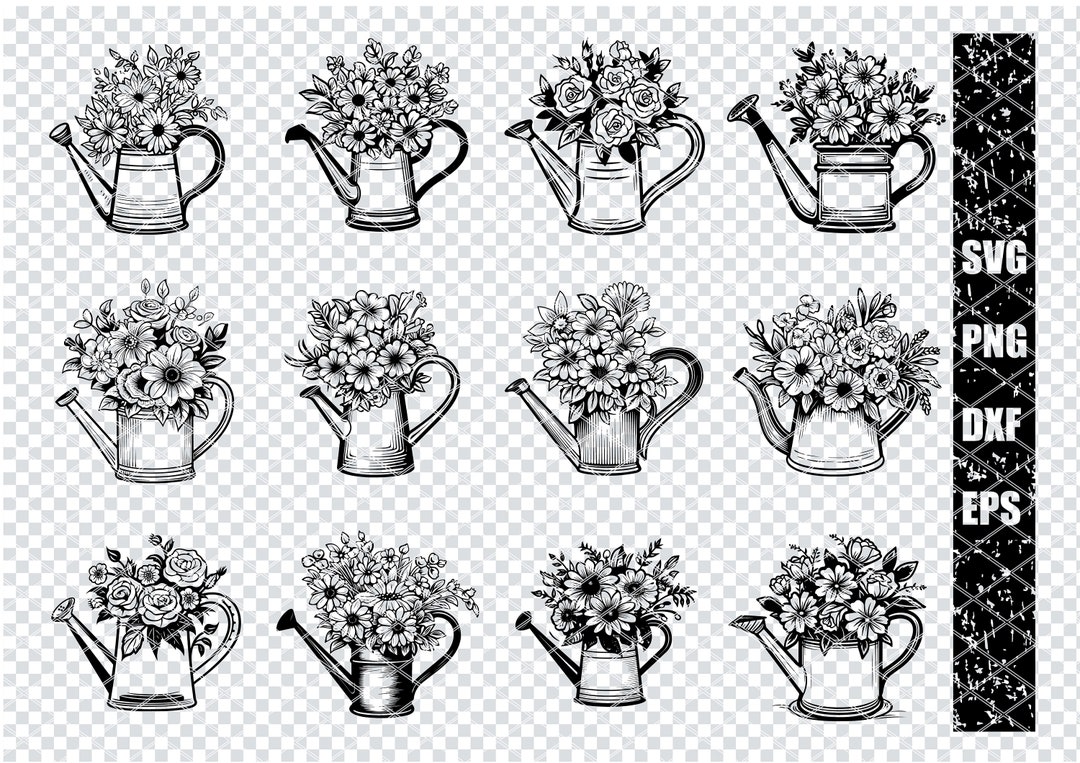 WATERING CAN With FLOWERS Svg, Watering Can With Flowers Svg Files for ...