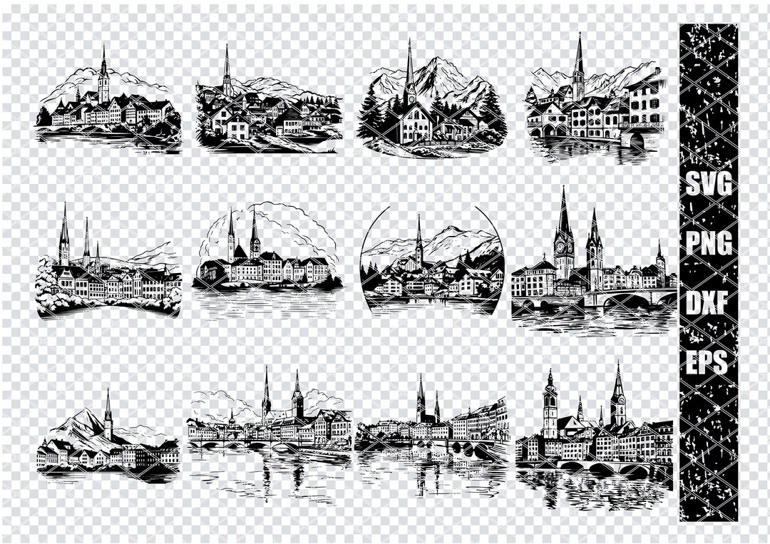 ZURICH SWITZERLAND SVG, Zurich Swiss Svg Files for Cricut, Limmat River ...