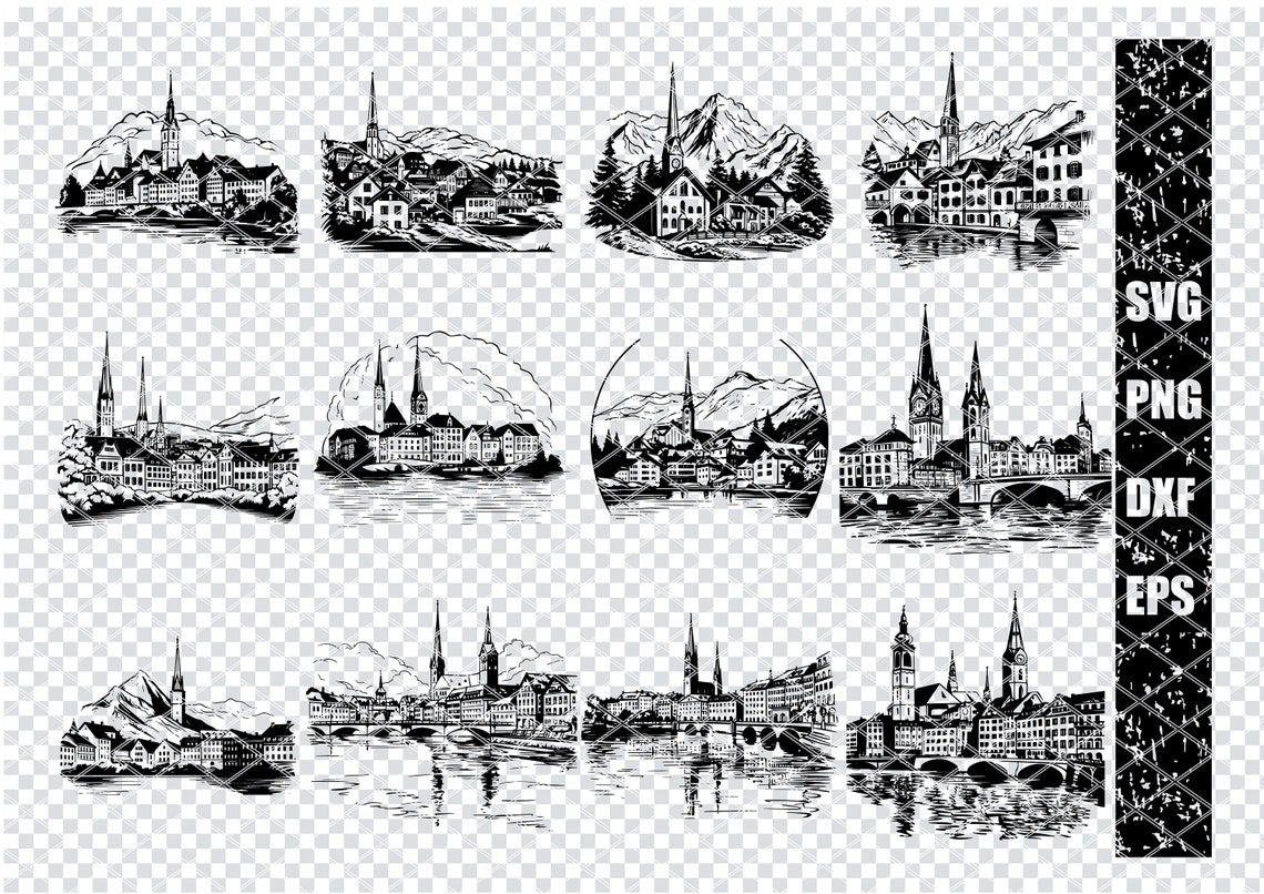 ZURICH SWITZERLAND SVG, Zurich Swiss Svg Files for Cricut, Limmat River ...