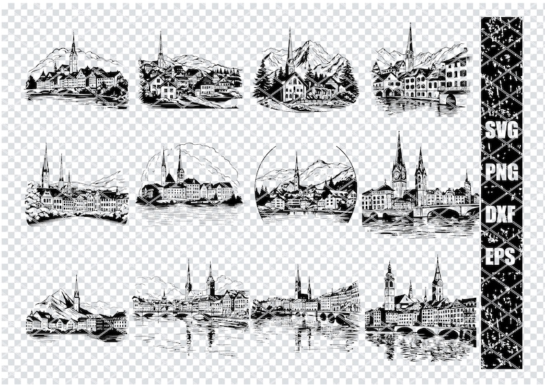 ZURICH SWITZERLAND SVG, Zurich Swiss Svg Files for Cricut, Limmat River ...
