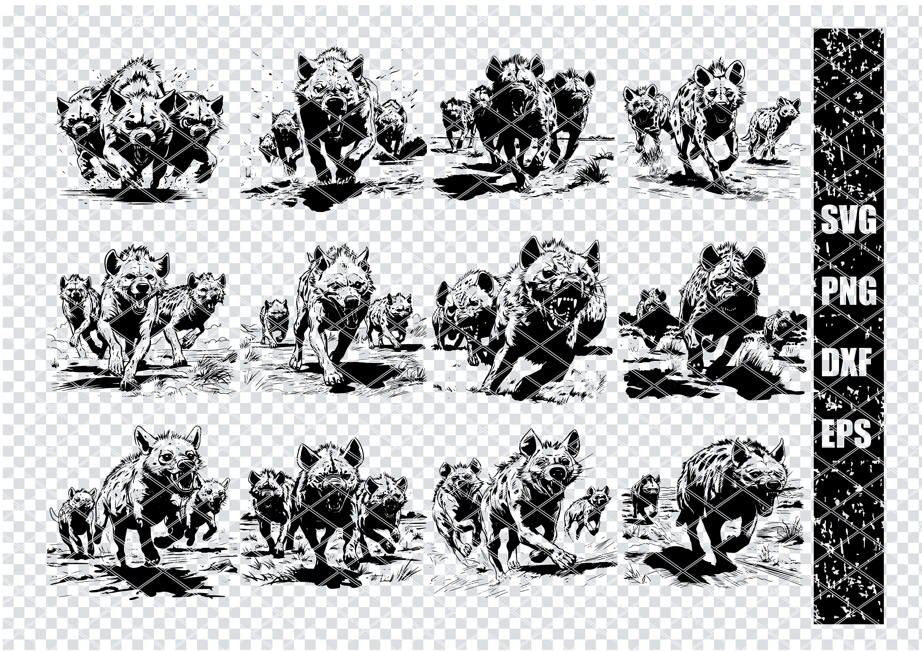 HYENA PACK CHARGE Svg, Hyena Pack Attack Svg Files for Cricut, African ...