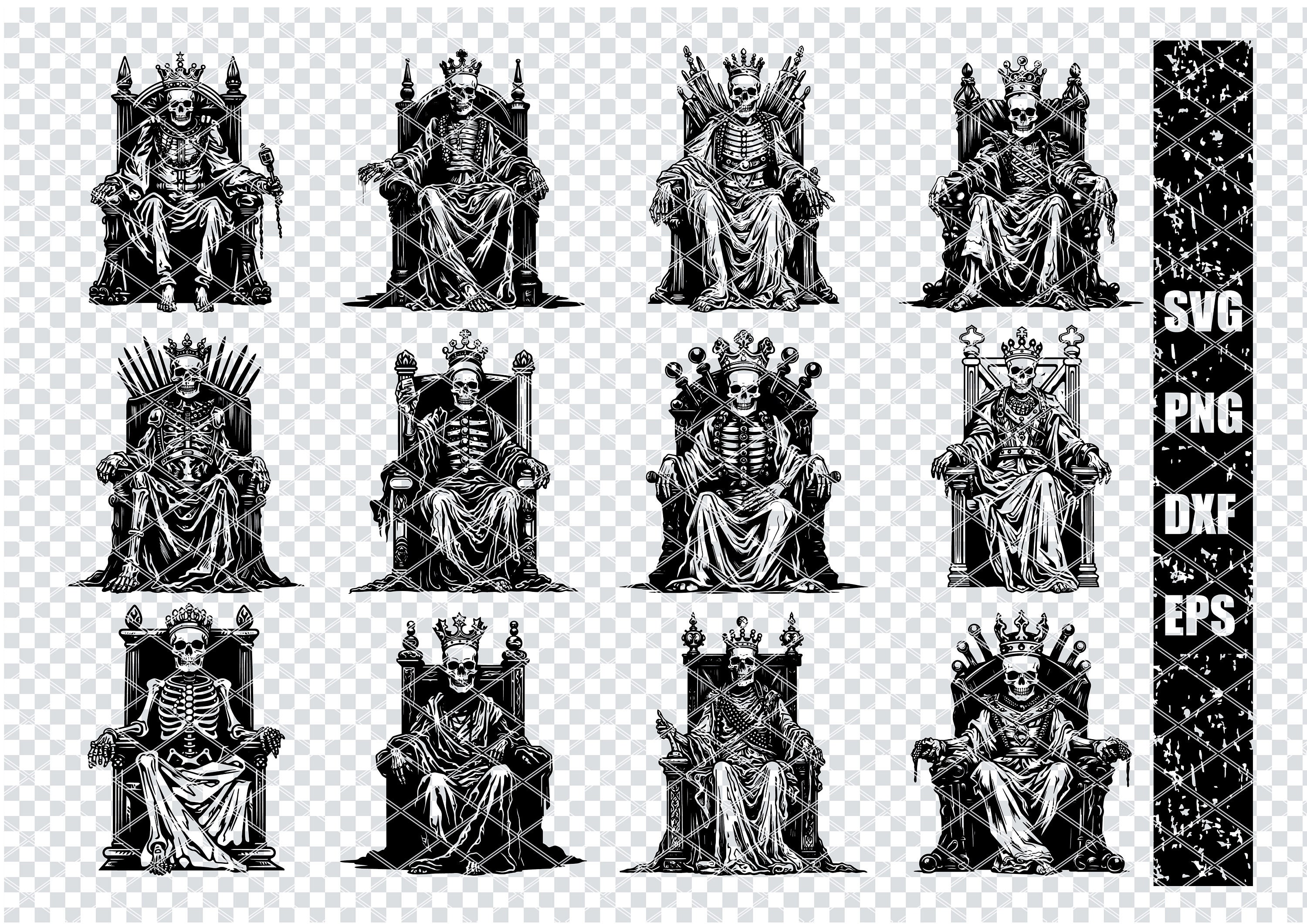 KING SKELETON SVG, Crowned Skeleton King Svg Files for Cricut, Noble ...