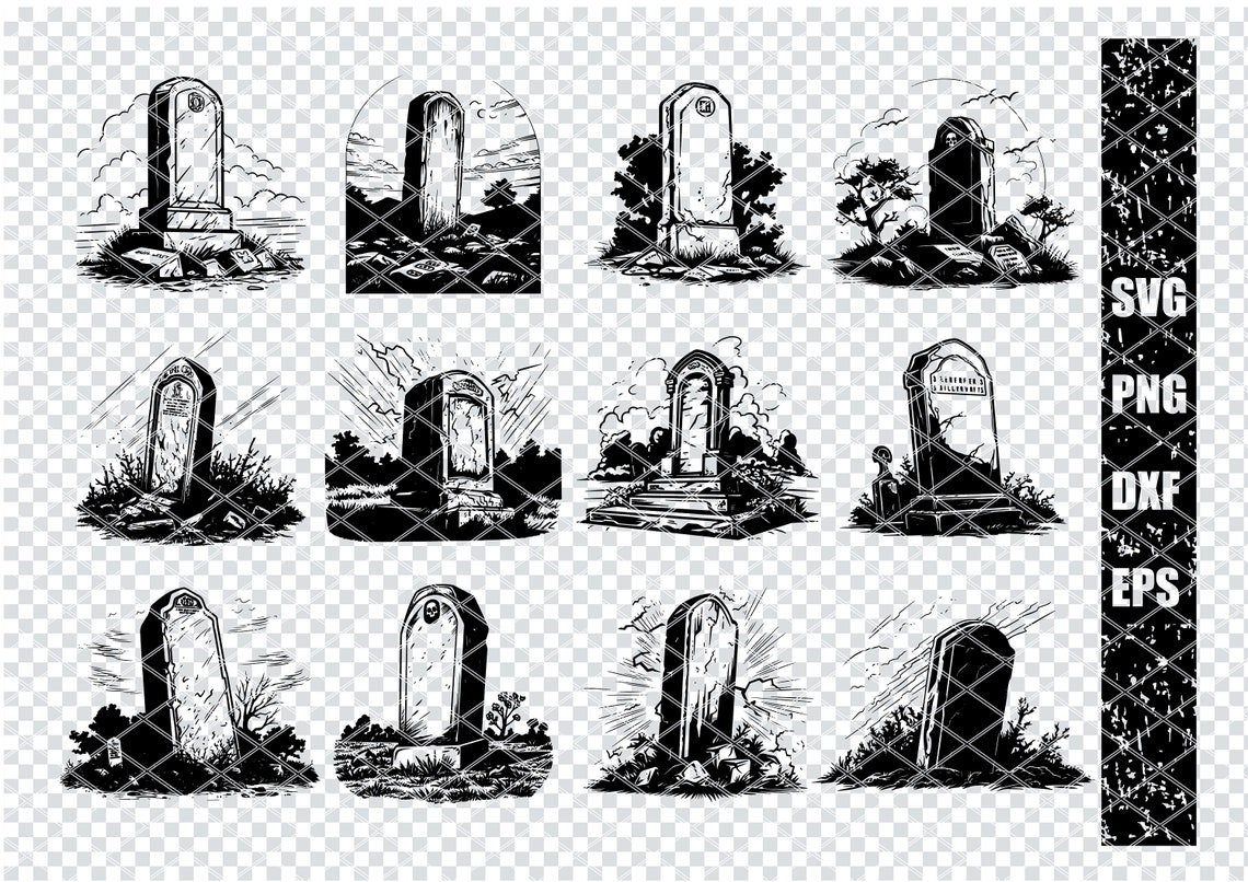 GRAVEYARD TOMBSTONES SVG, Cemetery Headstones Svg Files for Cricut ...