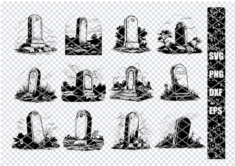 GRAVEYARD TOMBSTONES SVG, Cemetery Headstones Svg Files for Cricut ...