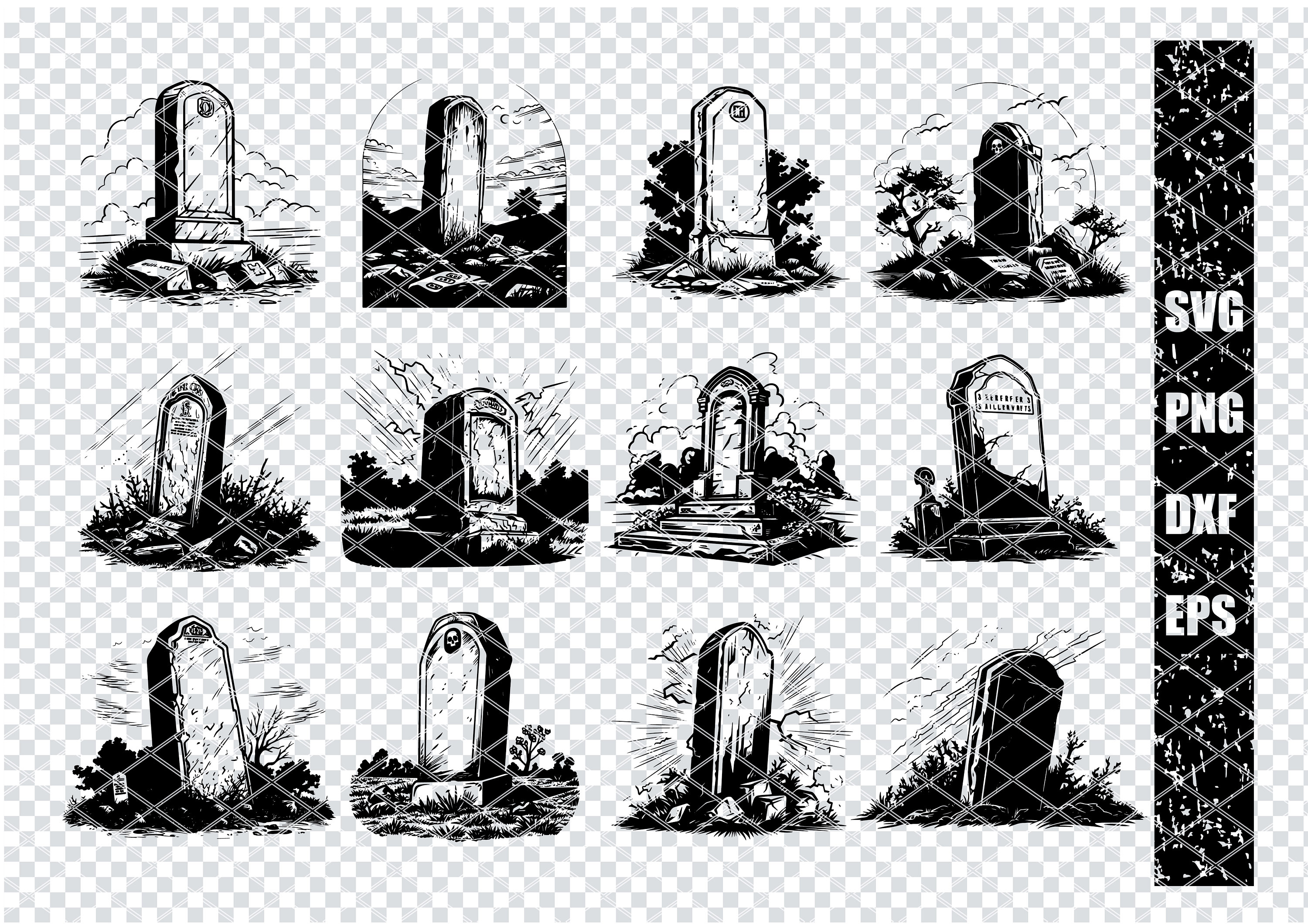 GRAVEYARD TOMBSTONES SVG, Cemetery Headstones Svg Files for Cricut ...