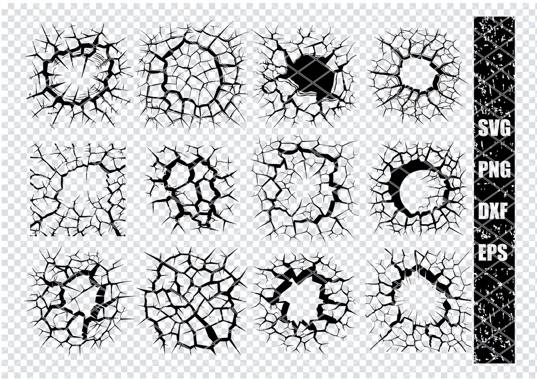 CRACKED WALL SVG, Cracked Bullet Hole Svg Files for Cricut, Cracked ...