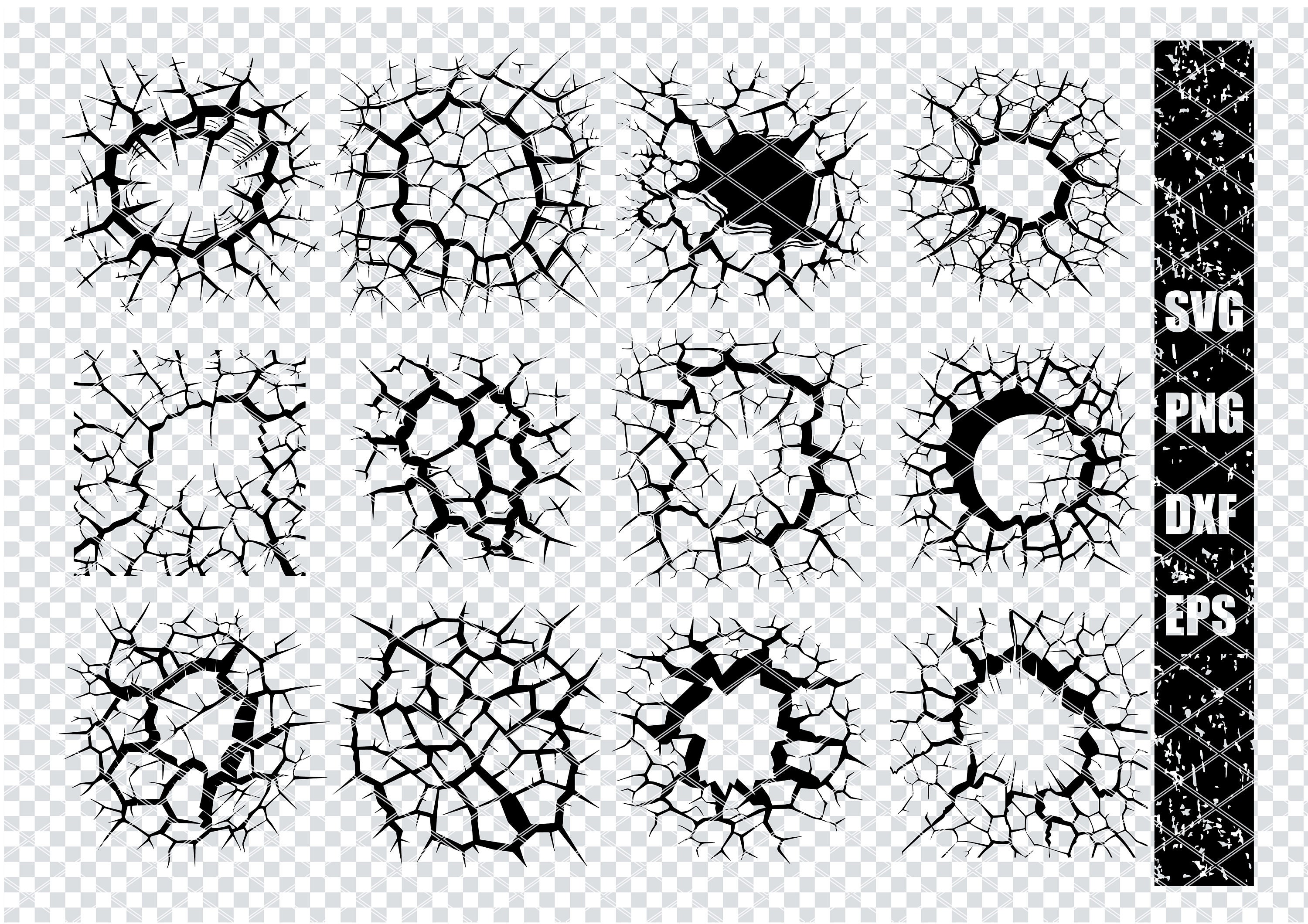 CRACKED WALL SVG, Cracked Bullet Hole Svg Files for Cricut, Cracked ...
