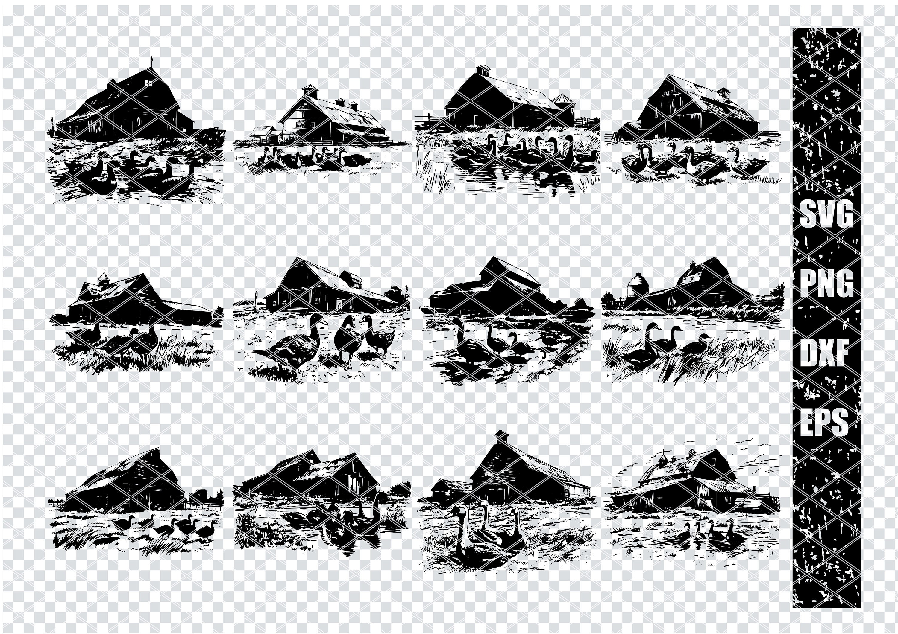 RUSTIC BARN GEESE Svg, Rustic Barn Goose Svg Files for Cricut, Old Farm ...