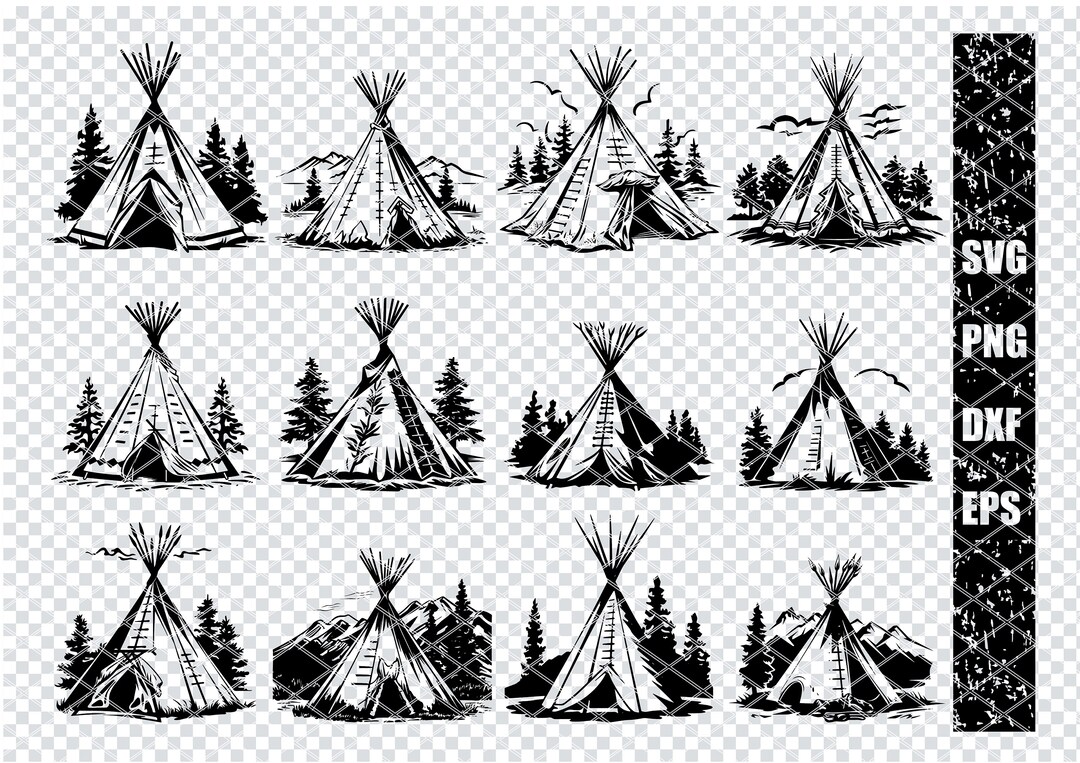 INDIAN TIPI TEEPEE Svg, Native American Tipi Camp Svg Files for Cricut ...