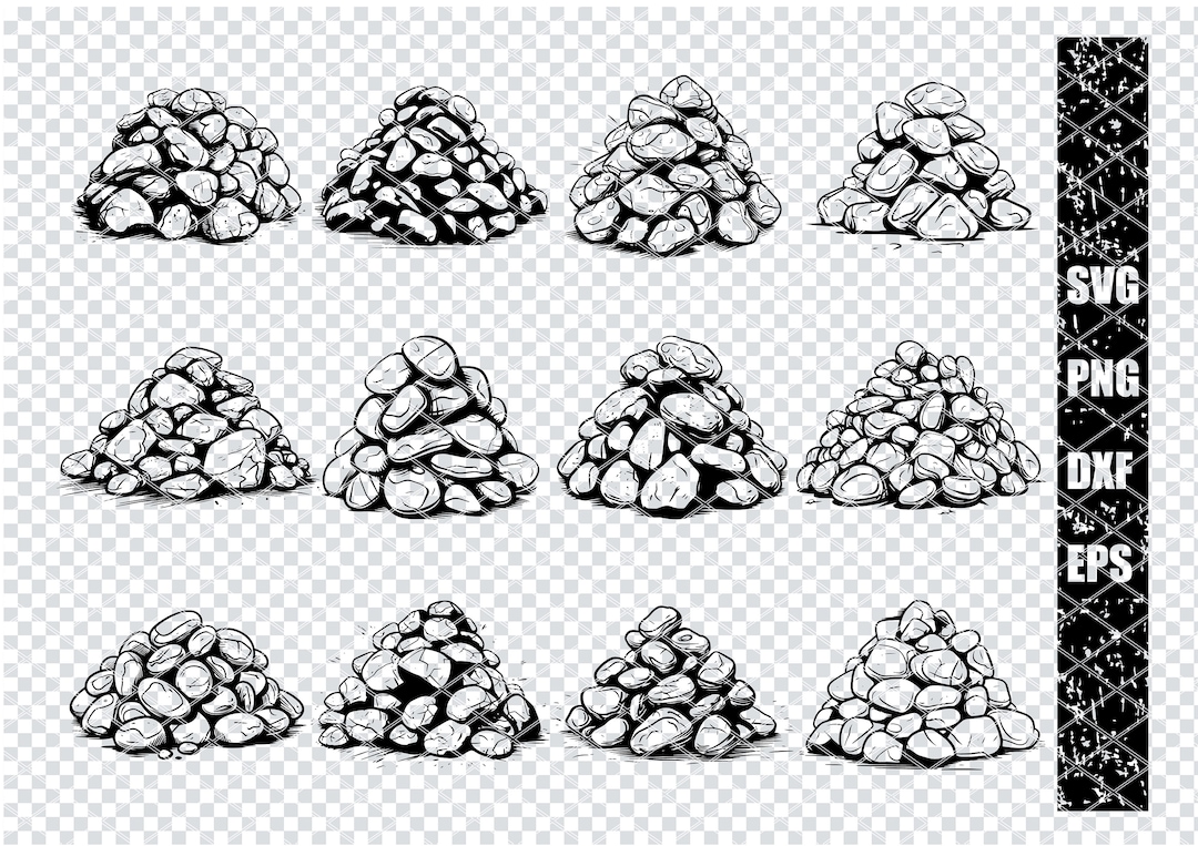 PEBBLES PILE SVG, Smooth Gravel Pile Svg Files for Cricut, River ...