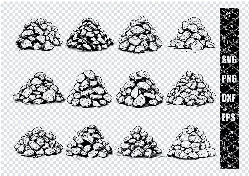 PEBBLES PILE SVG, Smooth Gravel Pile Svg Files for Cricut, River ...