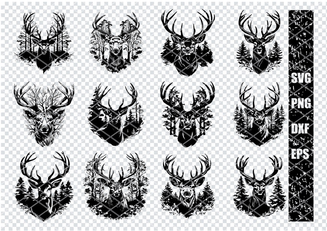 DEER HEAD SVG, Deer Buck Head Svg Files for Cricut, Deer Stag Head ...