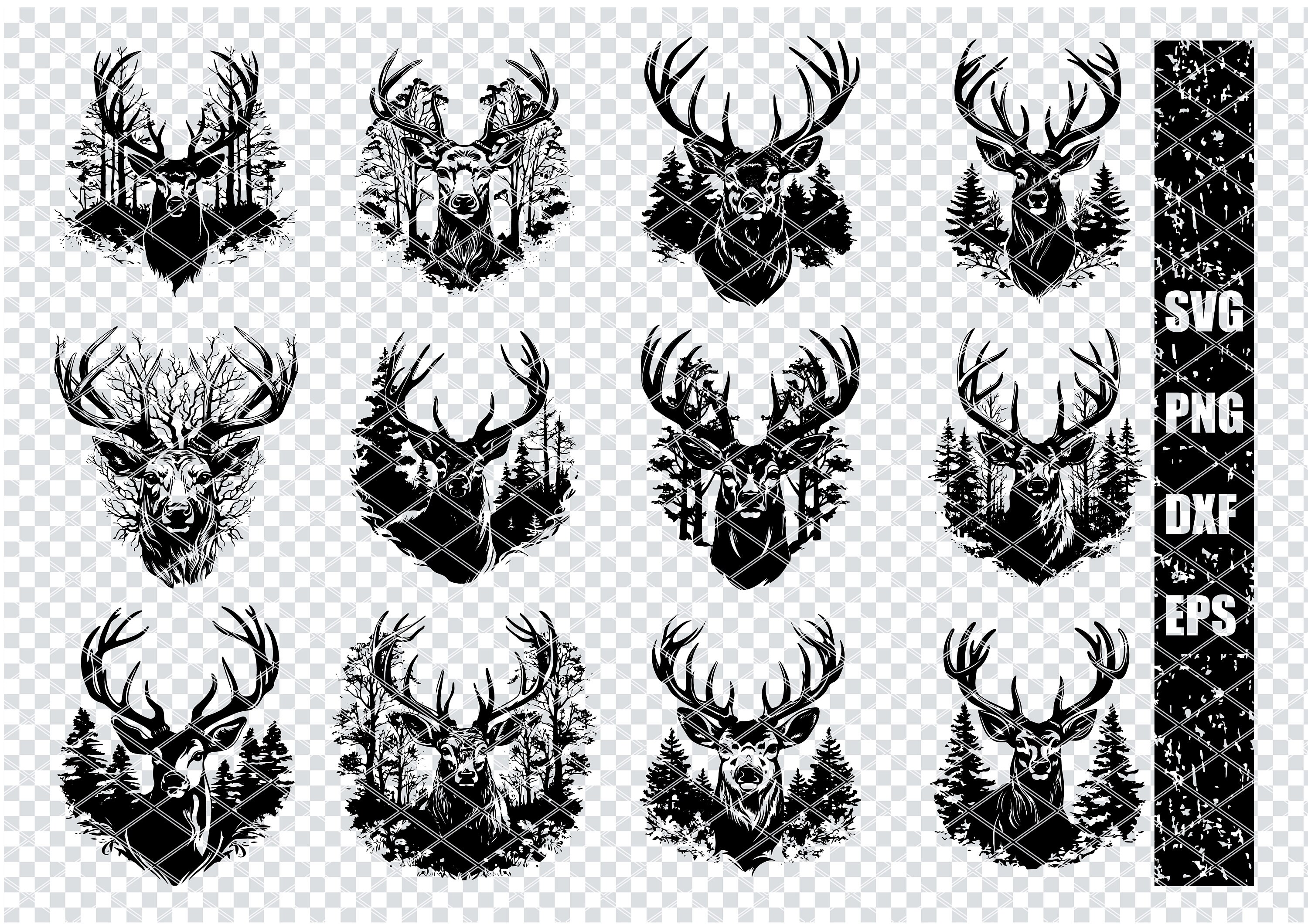 DEER HEAD SVG, Deer Buck Head Svg Files for Cricut, Deer Stag Head ...