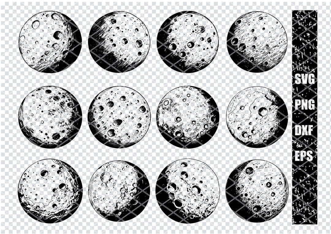 FULL MOON SVG, Lunar Moonlight Svg Files for Cricut, Moon With Crater ...