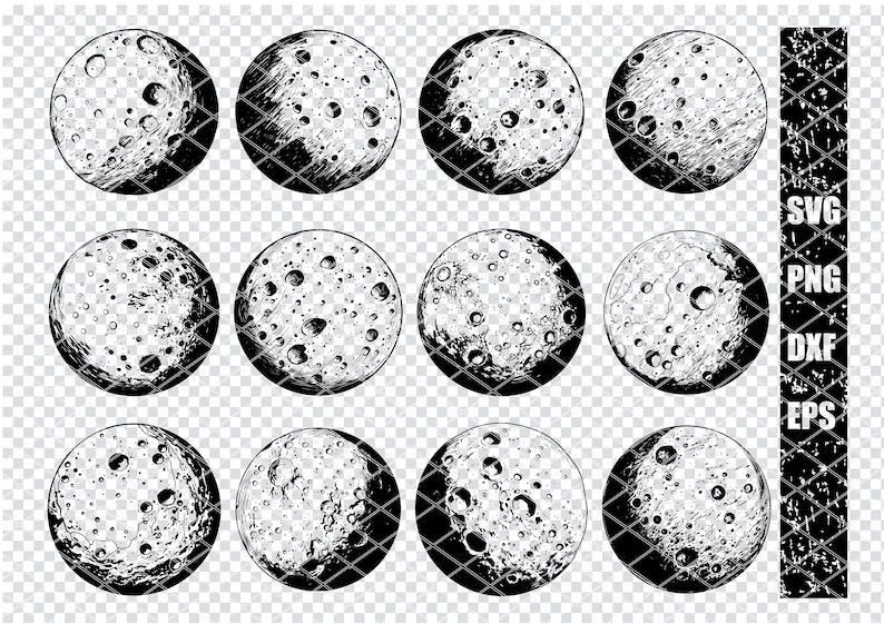 FULL MOON SVG, Lunar Moonlight Svg Files for Cricut, Moon With Crater ...