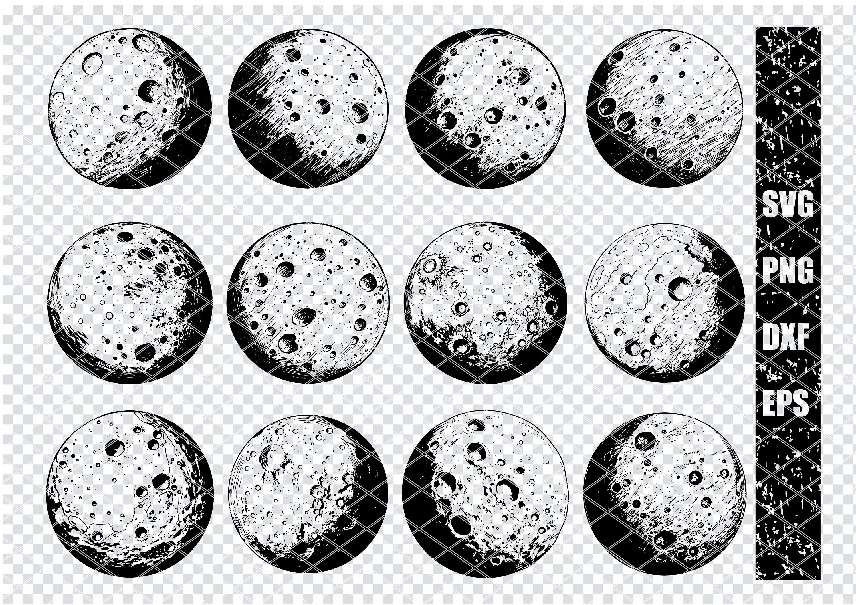 FULL MOON SVG, Lunar Moonlight Svg Files for Cricut, Moon With Crater ...