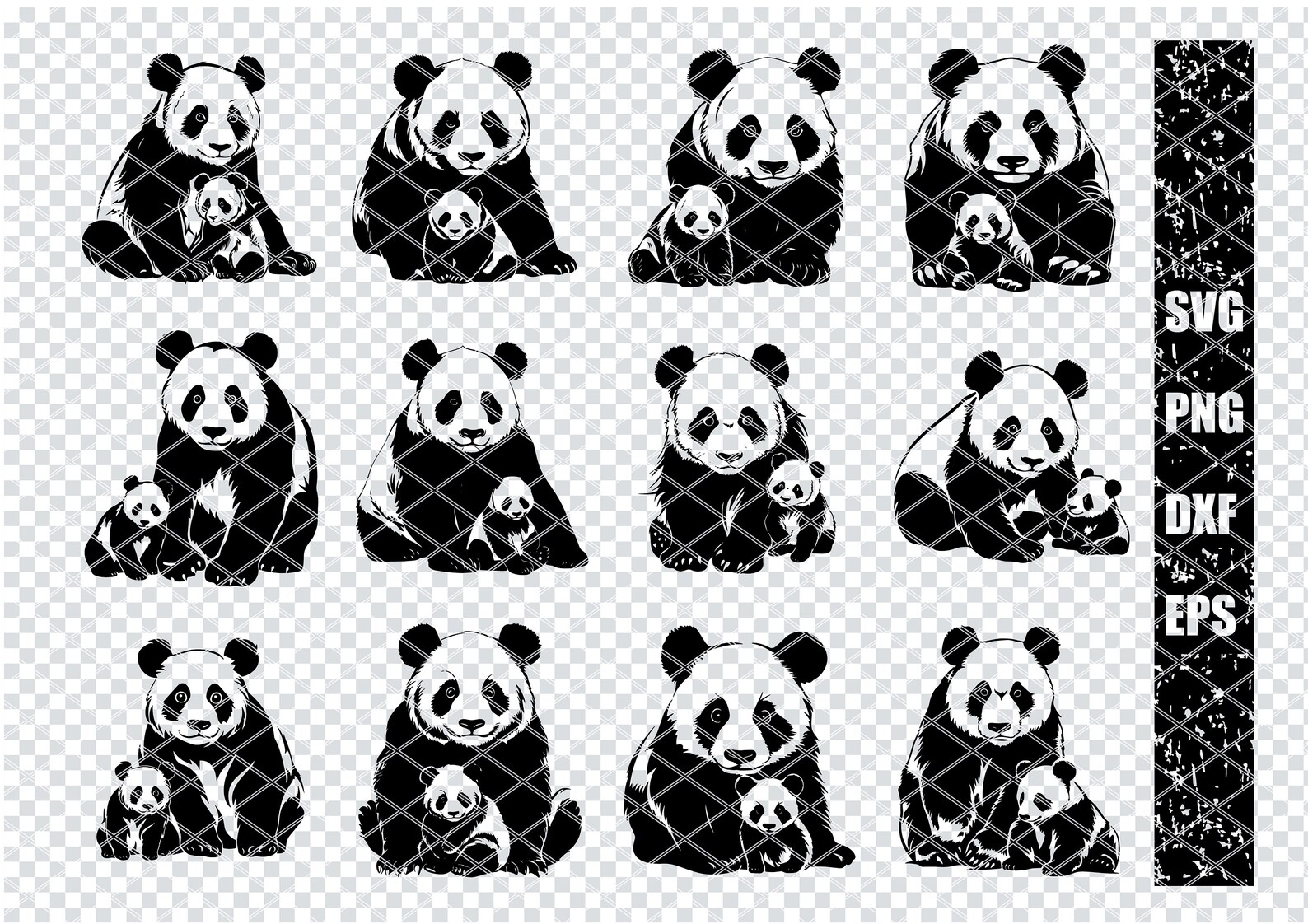 CUTE PANDA FAMILY Svg, Panda Mother and Baby Svg Files for Cricut ...