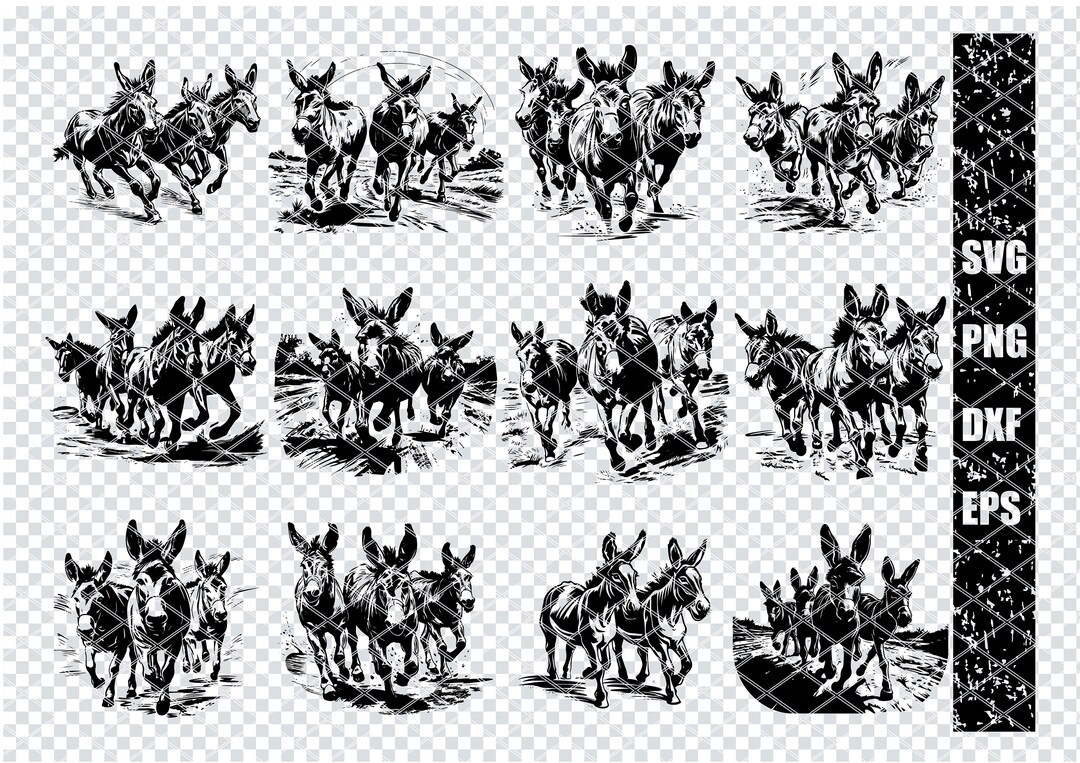 RUNNING DONKEY CHARGE Svg, Donkey Gallop Svg Files for Cricut, Donkey ...