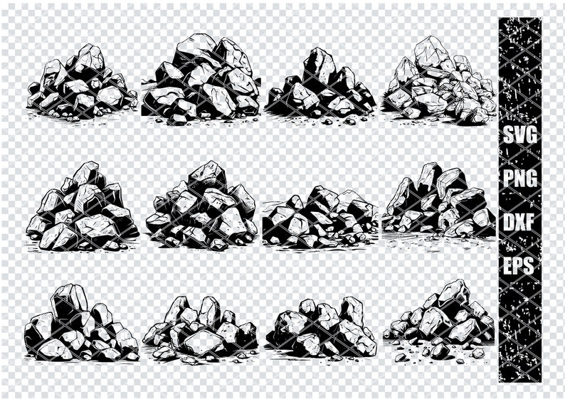 ROCK PILE SVG, Boulder Pile Svg Files for Cricut, Stone Pile Clipart ...