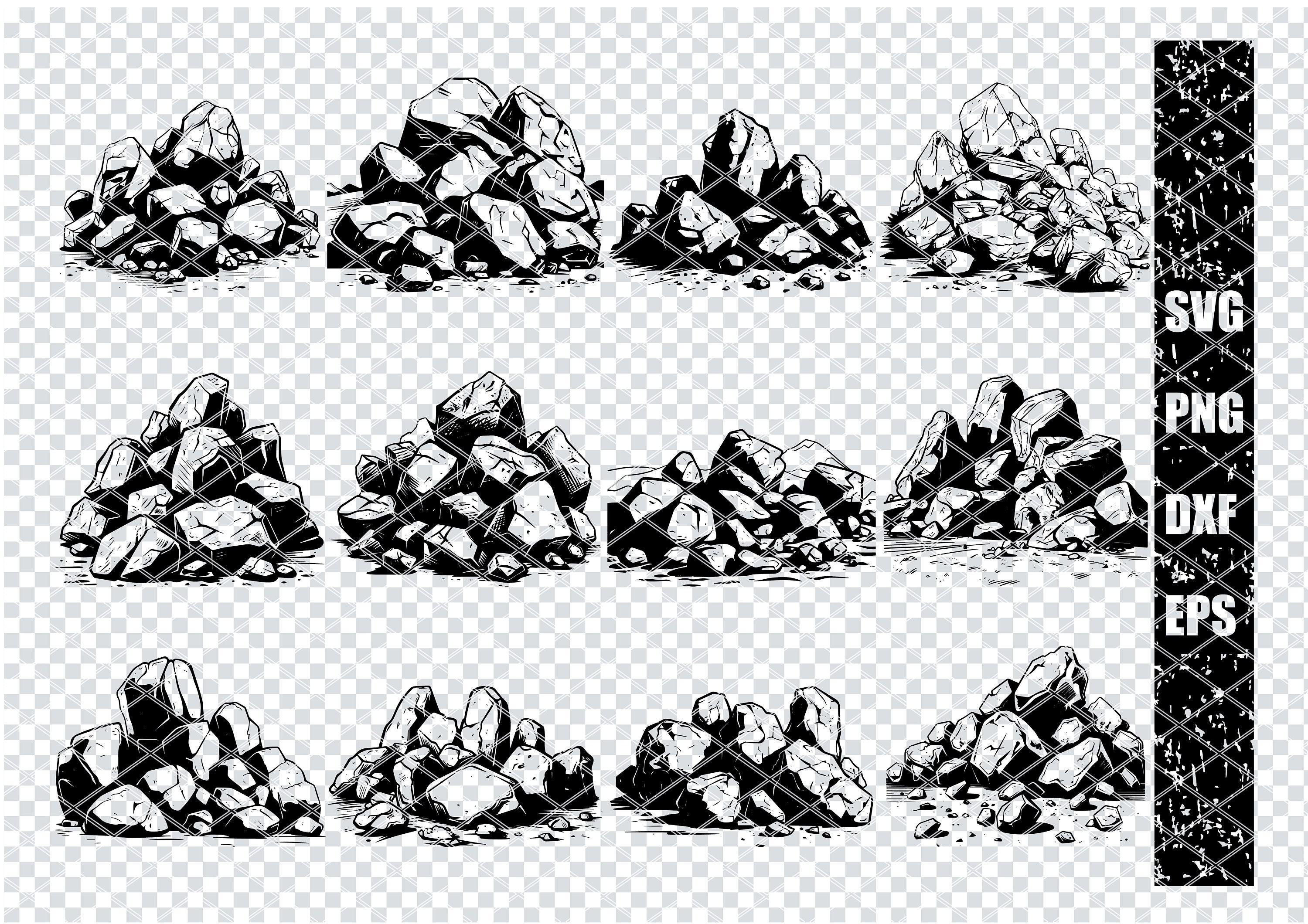 ROCK PILE SVG, Boulder Pile Svg Files for Cricut, Stone Pile Clipart ...