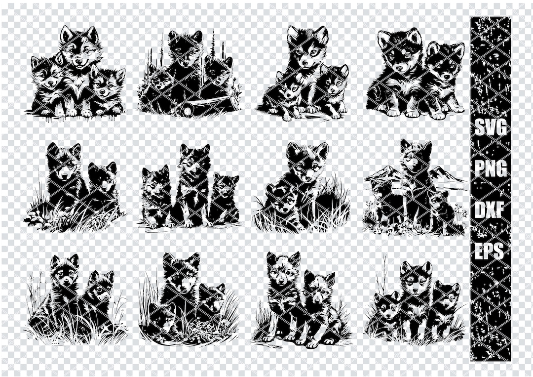 CUTE WOLF CUBS Svg, Cute Baby Wolf Cub Svg Files for Cricut, Adorable ...