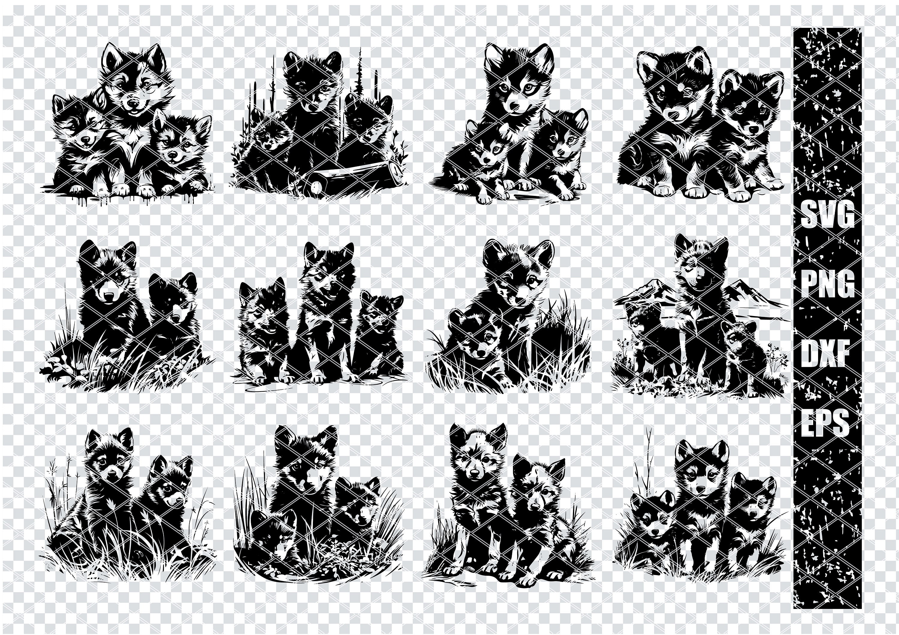 CUTE WOLF CUBS Svg, Cute Baby Wolf Cub Svg Files for Cricut, Adorable ...