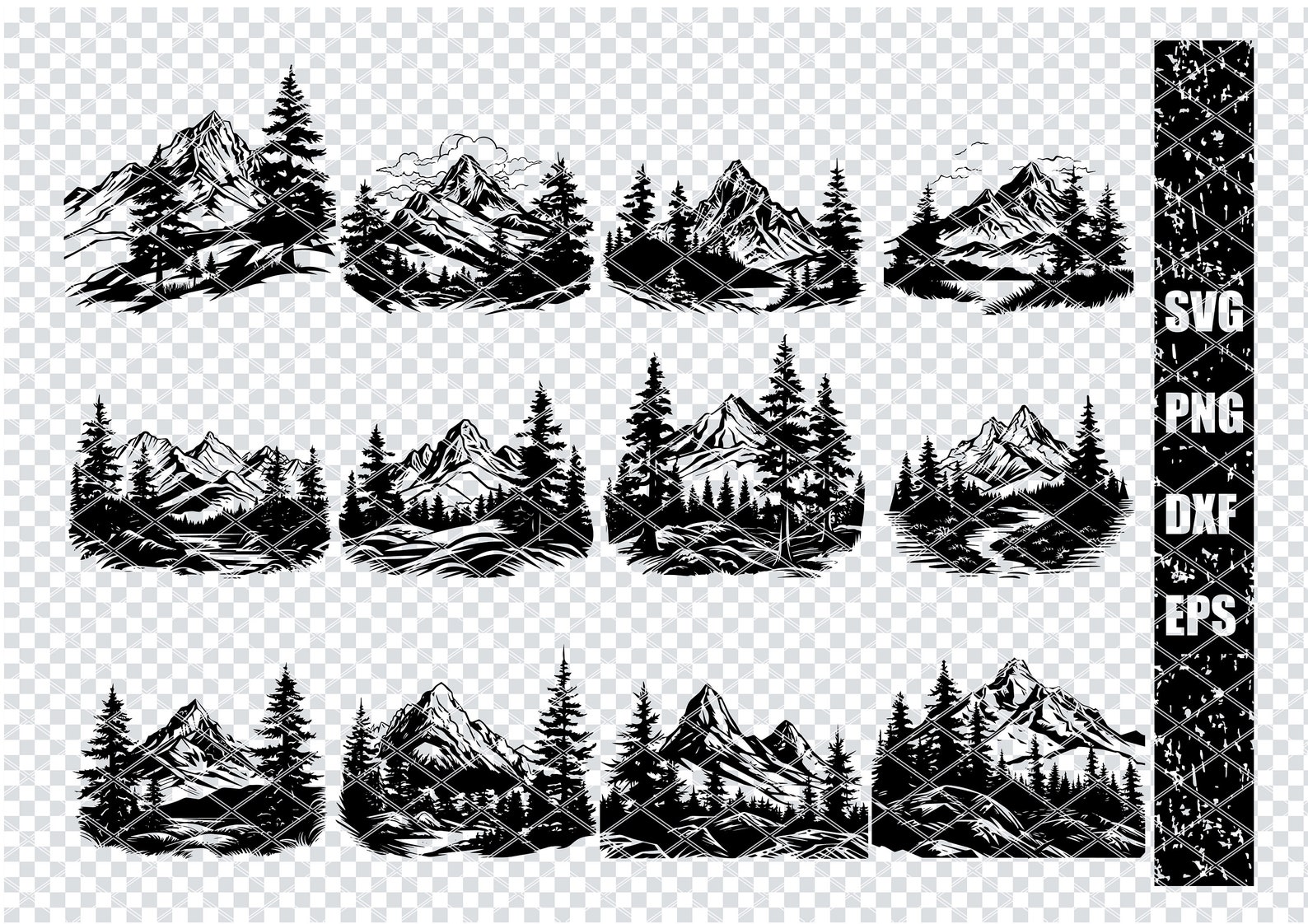 MOUNTAIN PINE TREES Svg, Mountain Nature Forest Svg Files for Cricut ...