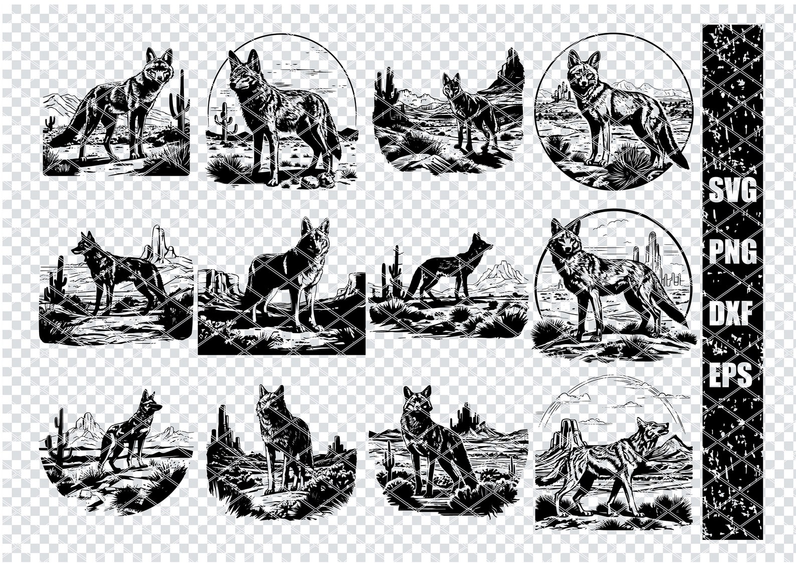 DESERT COYOTE SVG, Desert Jackal Svg Files for Cricut, Coyote Dog ...