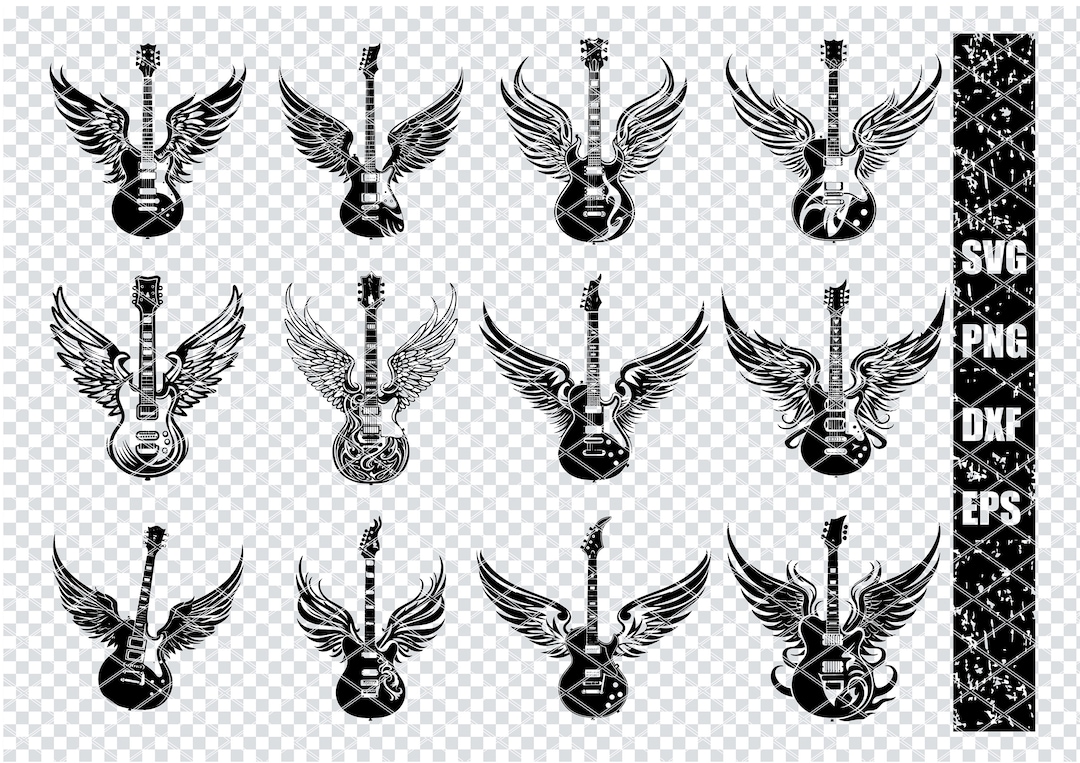WINGED ELECTRIC GUITAR Svg, Guitar With Wings Svg Files for Cricut ...