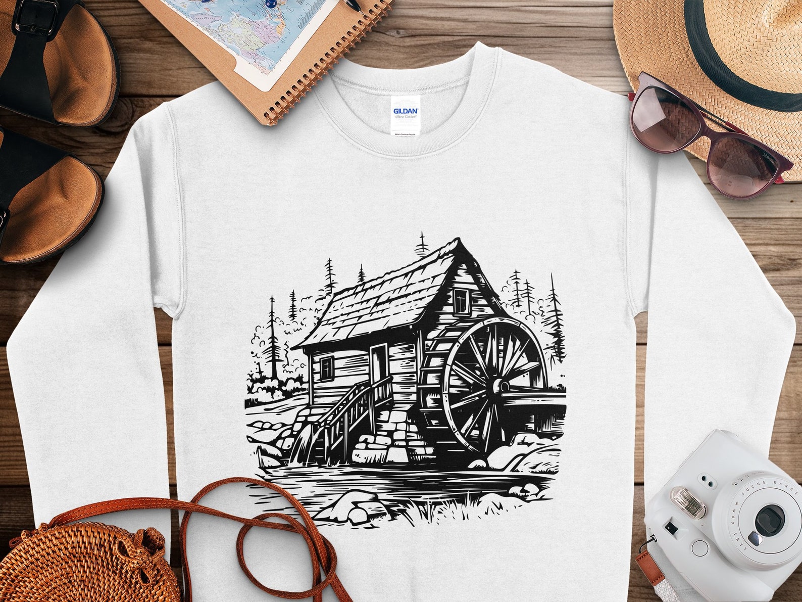 WATERWHEEL MILL SVG, Waterwheel Hydropower Svg Files for Cricut, Rustic ...