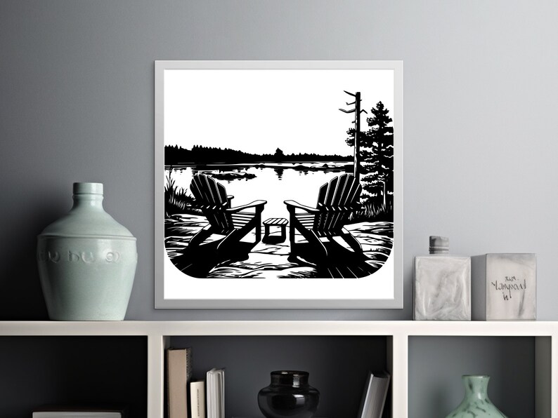 LAKE ADIRONDACK CHAIR Svg, Lake Adirondack Chair Landscape Svg Files ...