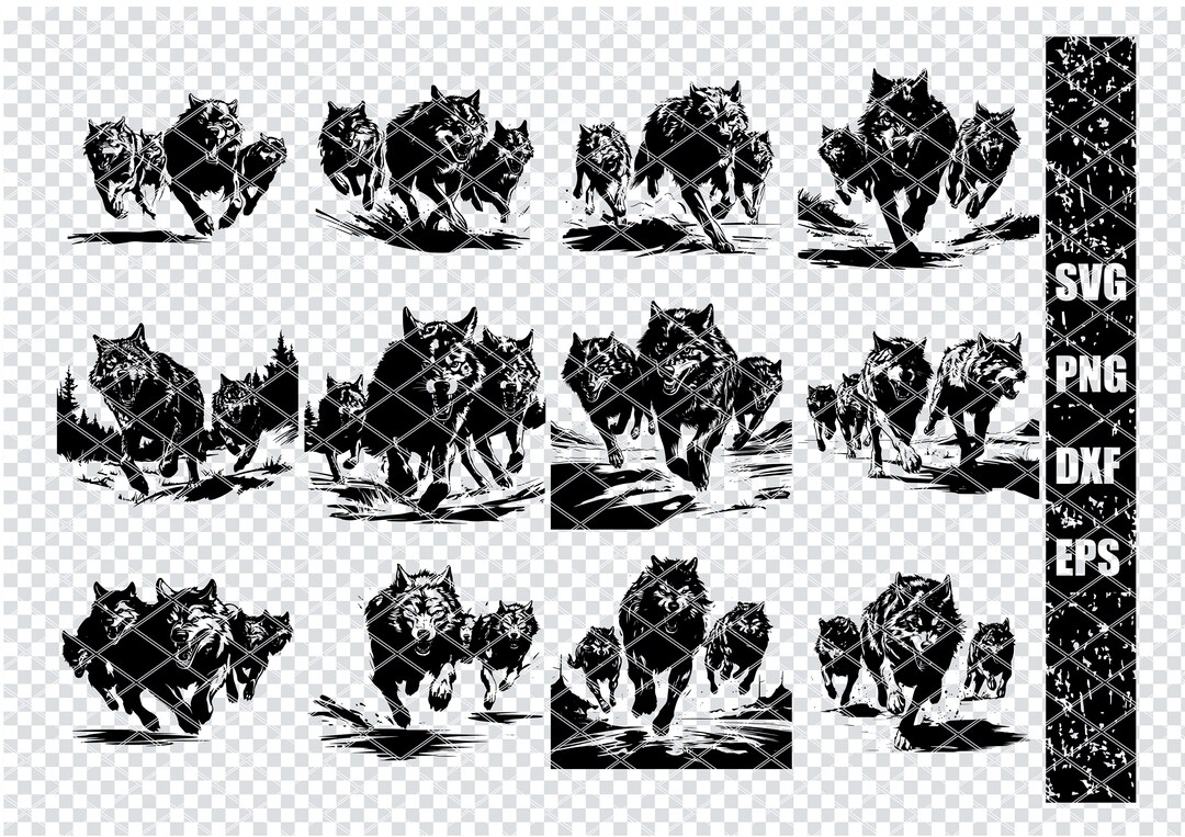 CHARGING WOLF PACK Svg, Hunting Wolf Pack Svg Files for Cricut, Alpha ...