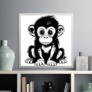CUTE BABY MONKEY Svg, Adorable Monkey Svg Files for Cricut, Tiny Baby ...