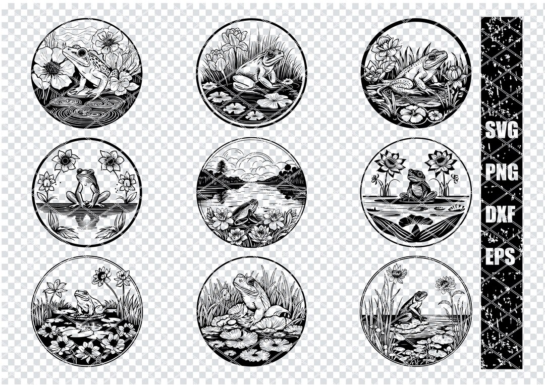 POND FROG SVG, Frog on Pond Svg Files for Cricut, Pond Landscape ...