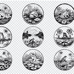 POND FROG SVG, Frog on Pond Svg Files for Cricut, Pond Landscape ...