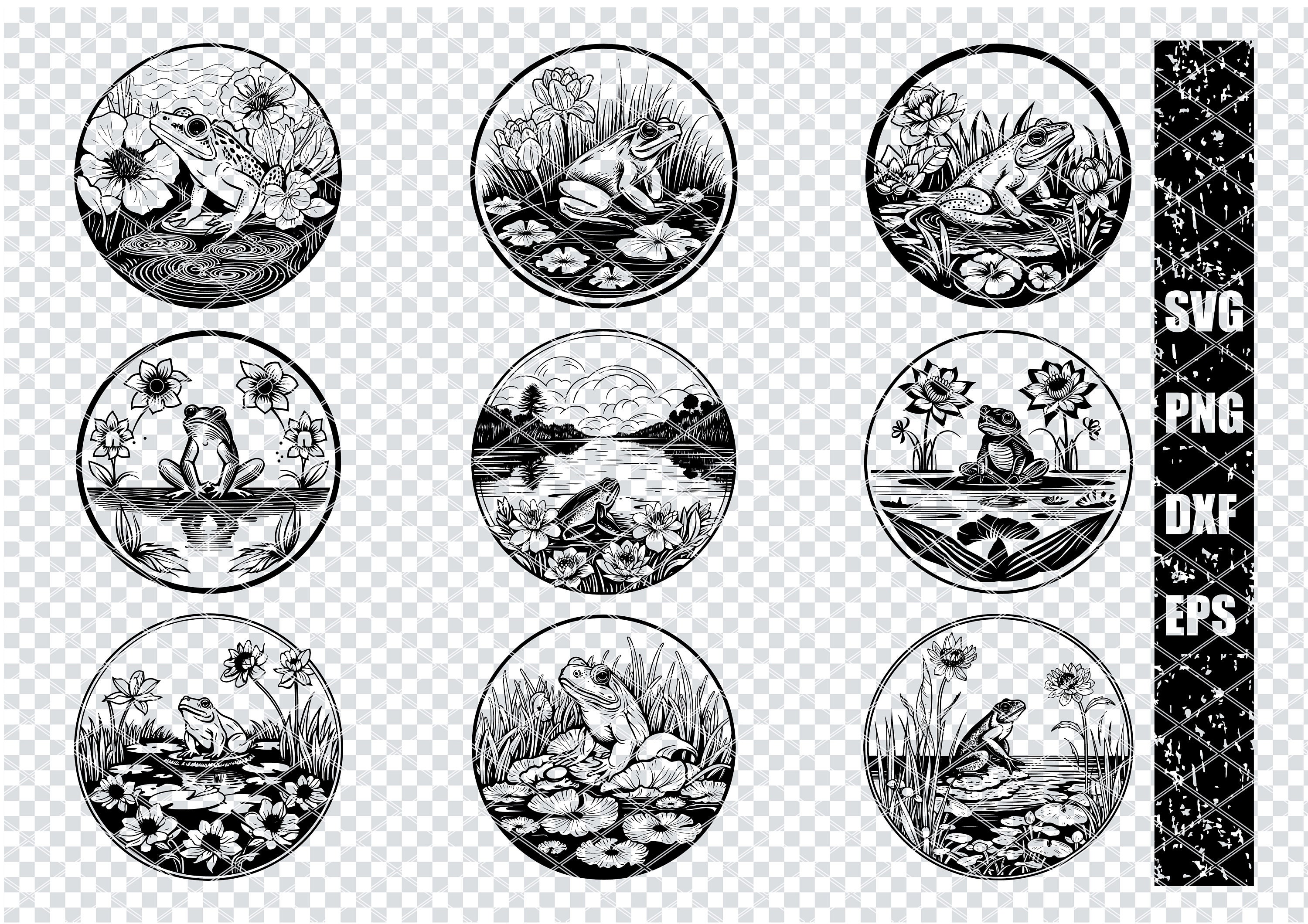 POND FROG SVG, Frog on Pond Svg Files for Cricut, Pond Landscape ...