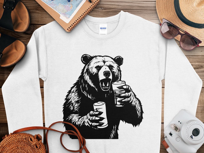BEAR DRINKING BEER Svg, Drunk Grizzly Bear Svg Files for Cricut, Beer Drinking Bear Clipart ...