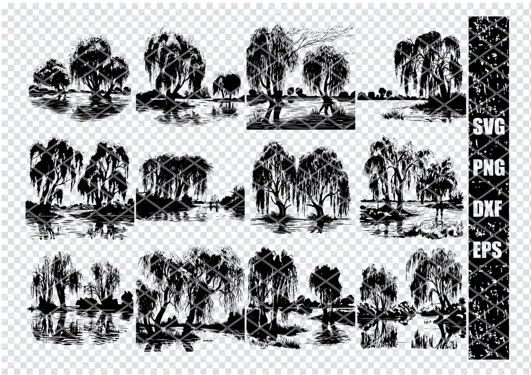 WILLOW SALIX TREE Svg, Swamp Willow Tree Svg Files for Cricut, Marsh ...