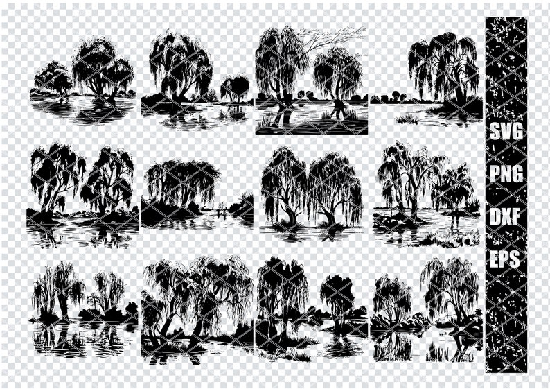 WILLOW SALIX TREE Svg, Swamp Willow Tree Svg Files for Cricut, Marsh ...