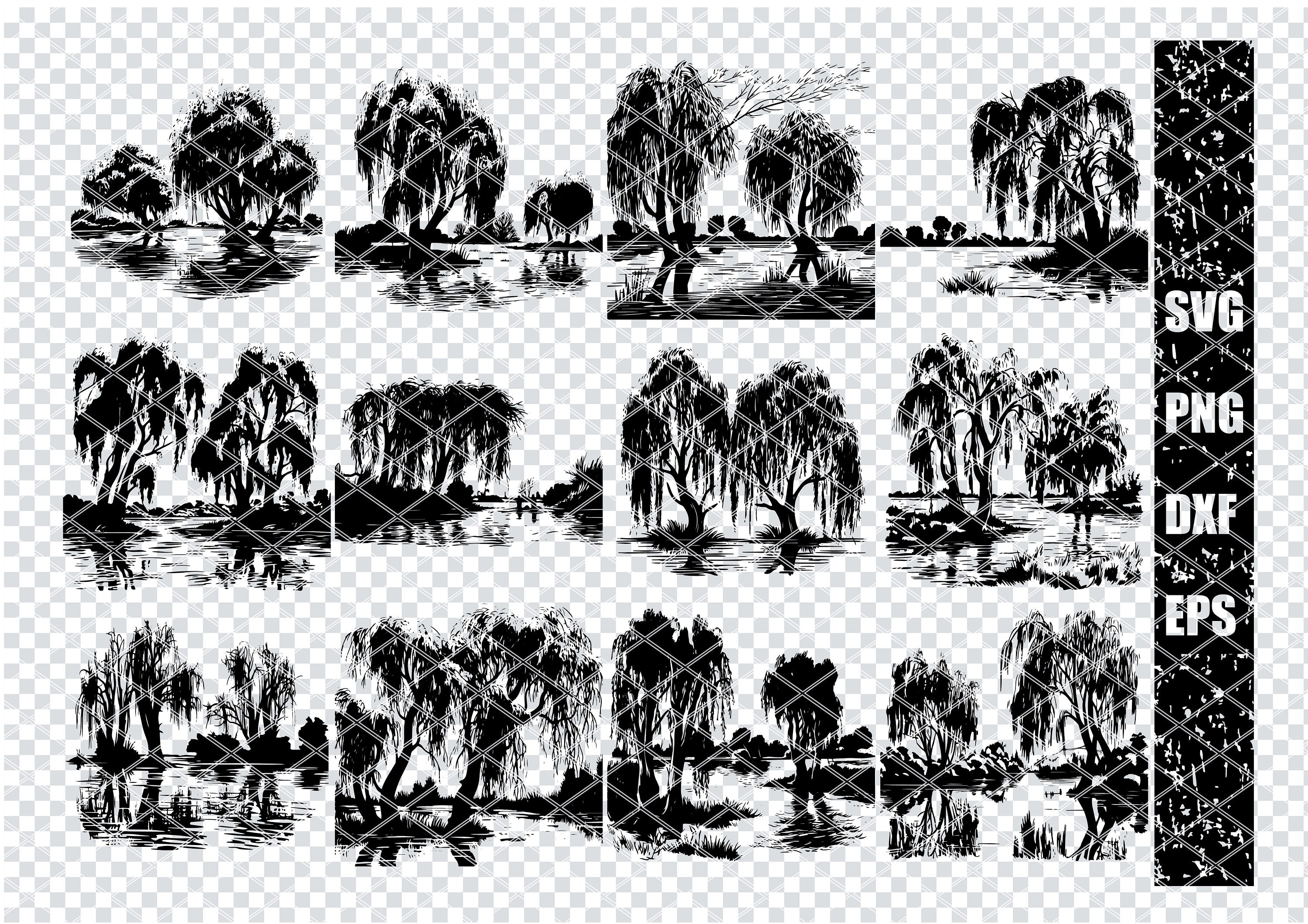 WILLOW SALIX TREE Svg, Swamp Willow Tree Svg Files for Cricut, Marsh ...