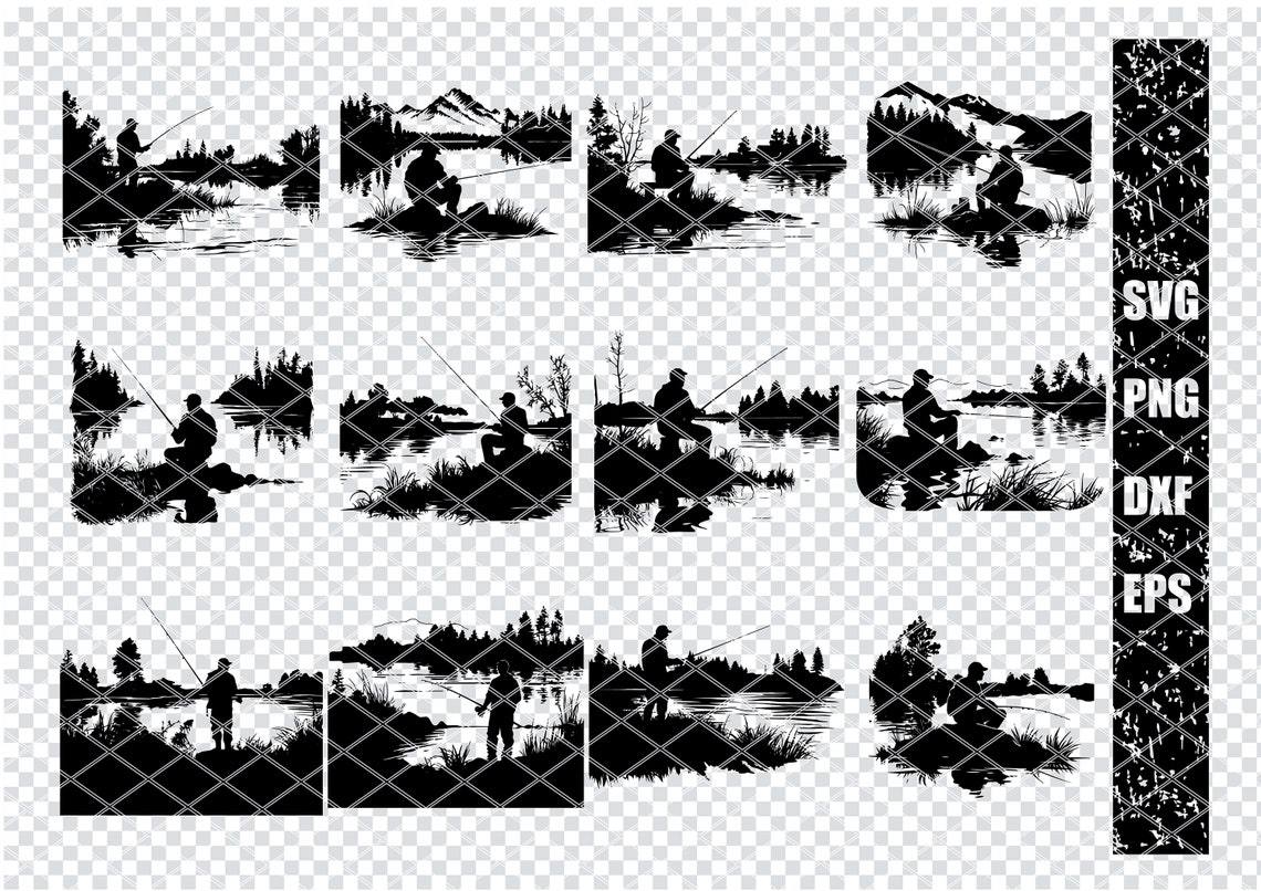 MAN FISHING on LAKE Svg, Fishing Riverbank Angler Svg Files for Cricut ...