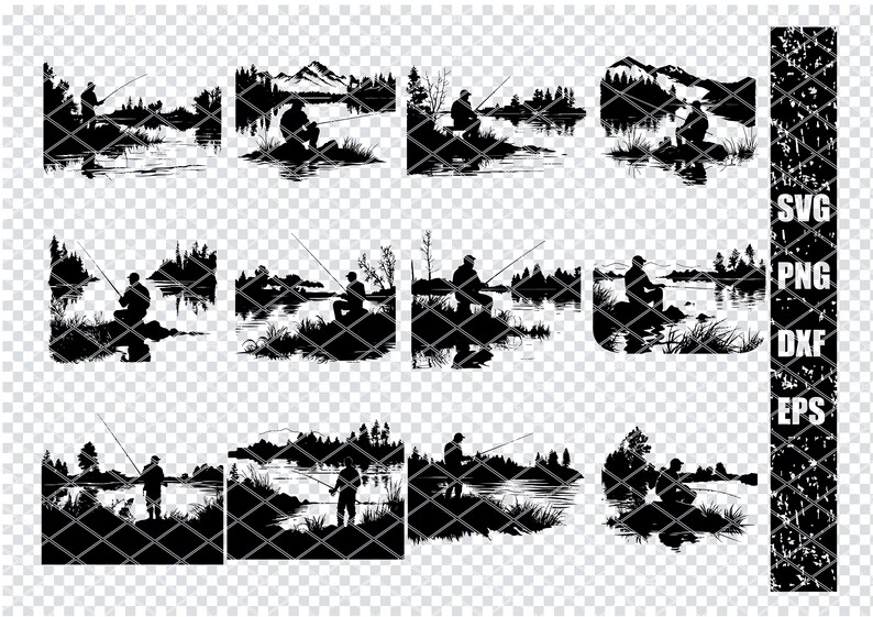 MAN FISHING on LAKE Svg, Fishing Riverbank Angler Svg Files for Cricut ...