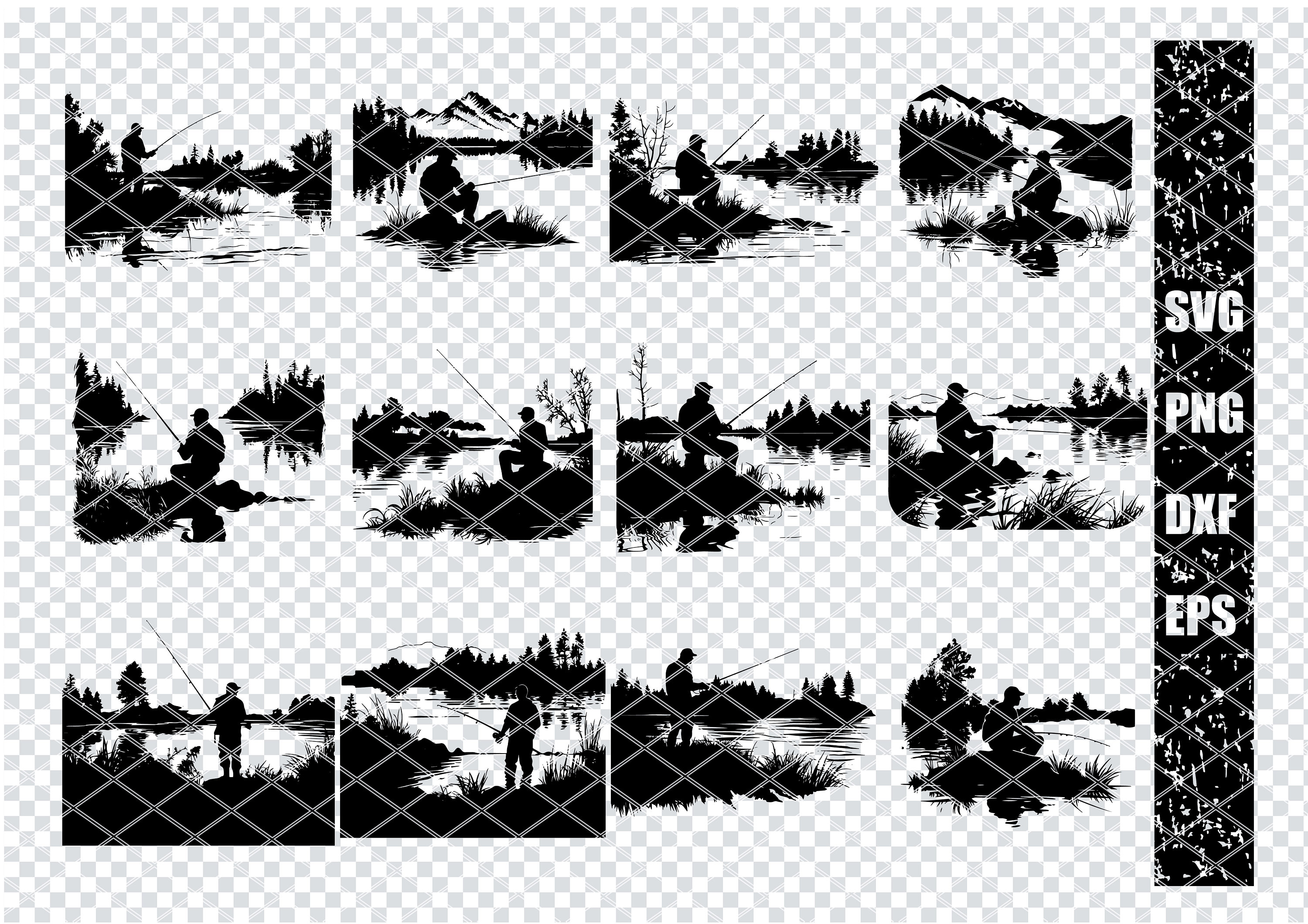 MAN FISHING on LAKE Svg, Fishing Riverbank Angler Svg Files for Cricut ...